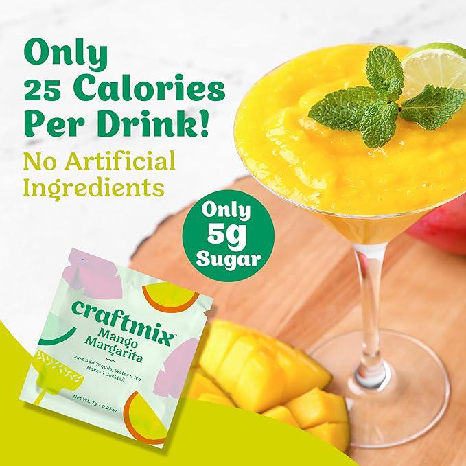 Craftmix Cocktail Mix Mango Margarita Flavor, Skinny Natural Low ...