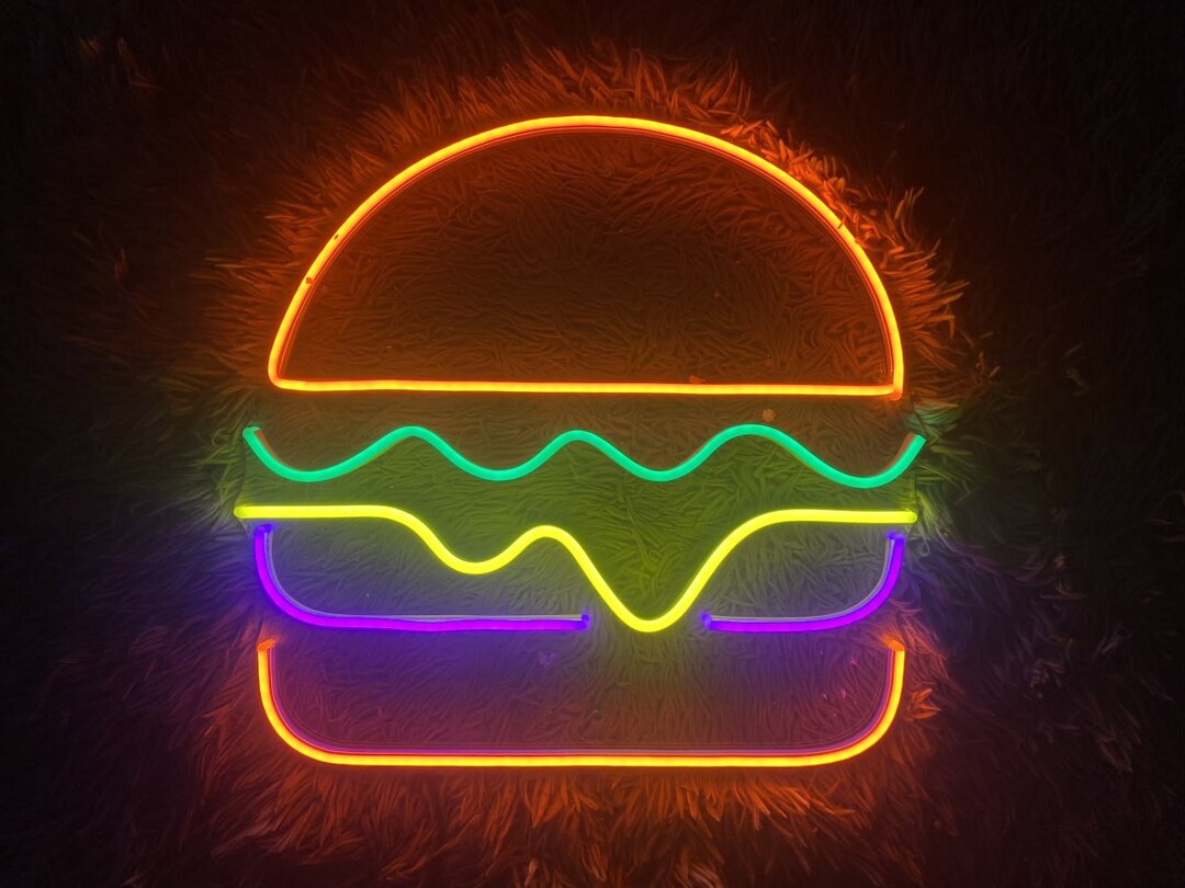Hamburger Neon Light Food LED Neon Sign for Wall Decor - Etsy