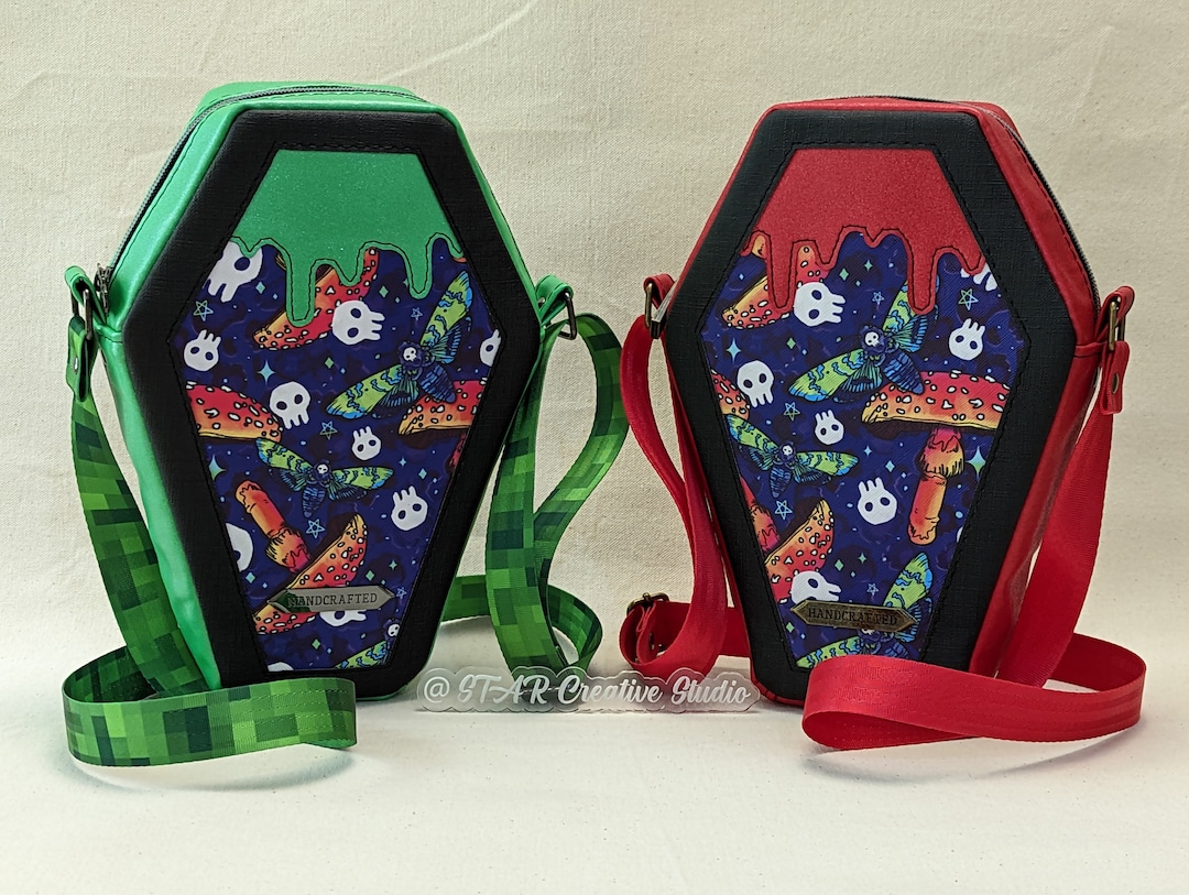 Coffin Crossbody - "death Shrooms" in Red or Green - Etsy