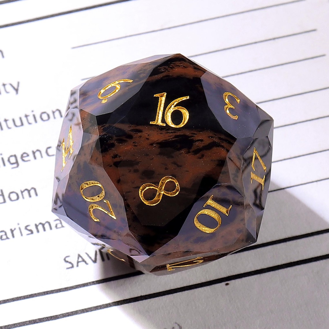 Natural Mahogany Obsidian Set Multi-faceted Dnd Dice Set Hand Polished ...