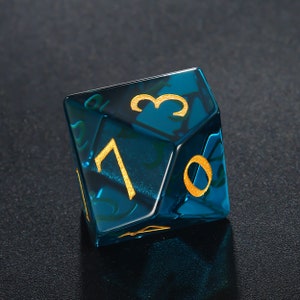 Full Blue Glass Polyhedral Dnd Dice Set Cleric Gemstone Set|crystal D20 ...