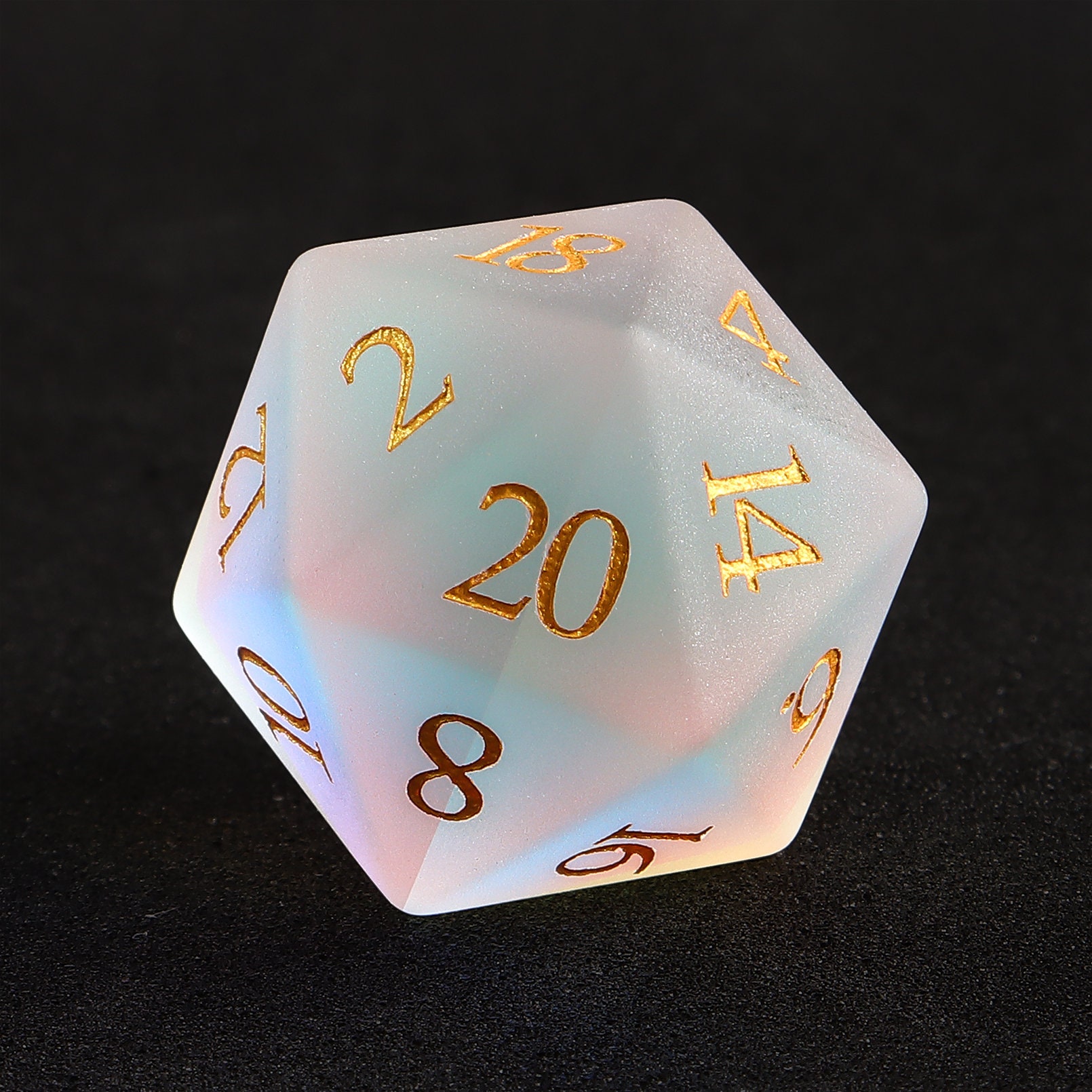 Full Set Frosted Dichroic Glass Polyhedral Dnd Dice Set Gemstone Set ...