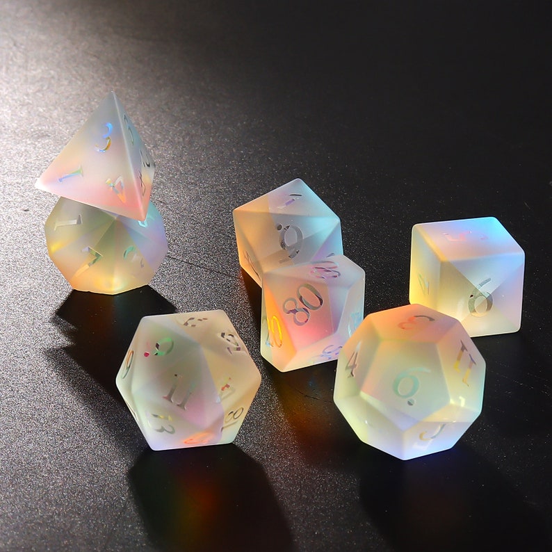 Dnd Dice Set |full Set Frosted Dichroic Glass Dnd Dice Set Gemstone Set ...