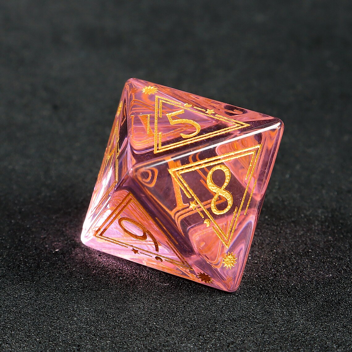 Full Set Star Pink Glass Polyhedral Dnd Dice Set Gemstone Set| Dungeons ...