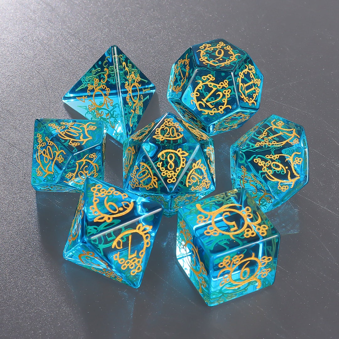 Full Set Vine Blue Glass Polyhedral Dnd Dice Set Gemstone Set|crystal ...