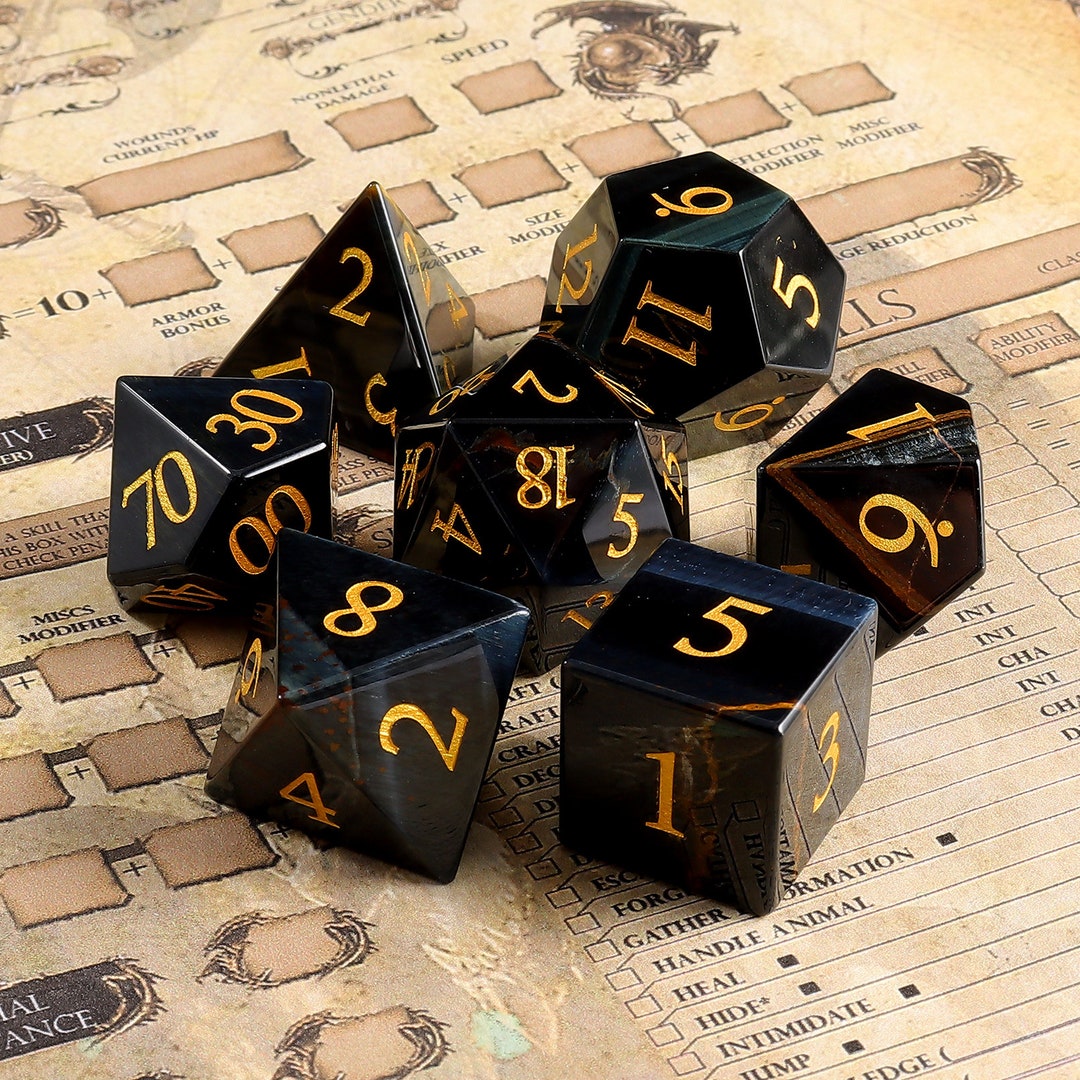 Natural Blue Tiger Eye Dnd Dice Set |gemstone Dnd Dice Set| Dungeons ...