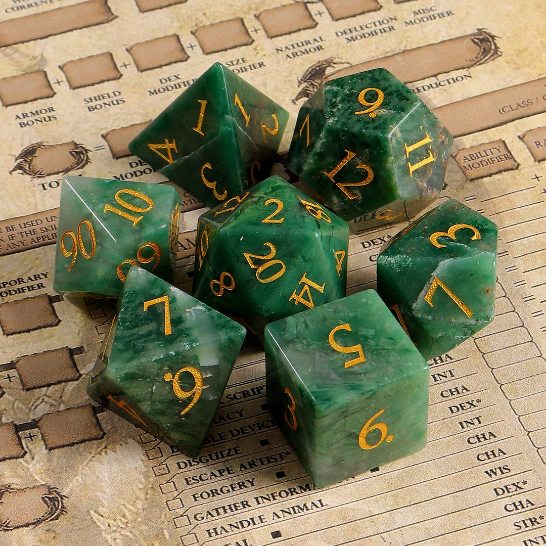 Natural African Jade Dnd Dice Set |gemstone Dnd Dice Set| Dungeons and ...
