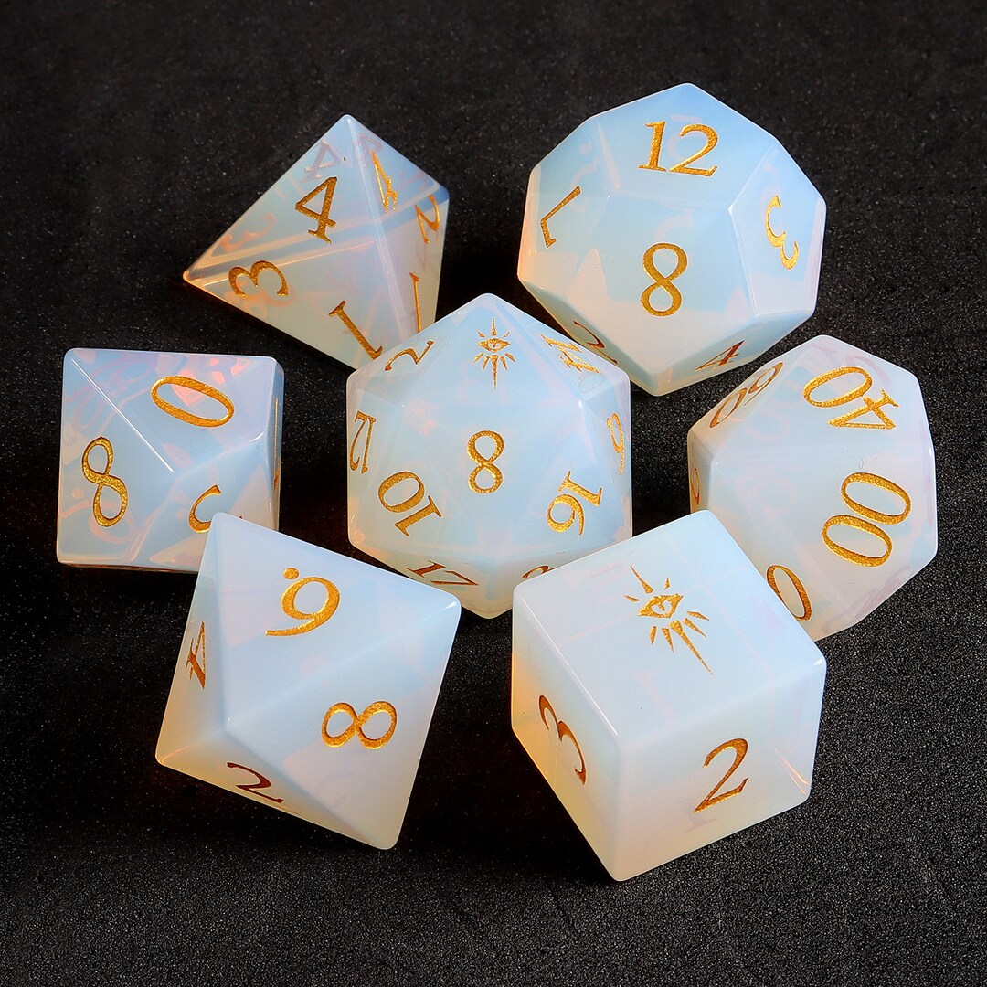 Full Set Opal Warlock Dnd Dice Set |gemstone Dnd Dice Set| Dungeons and ...