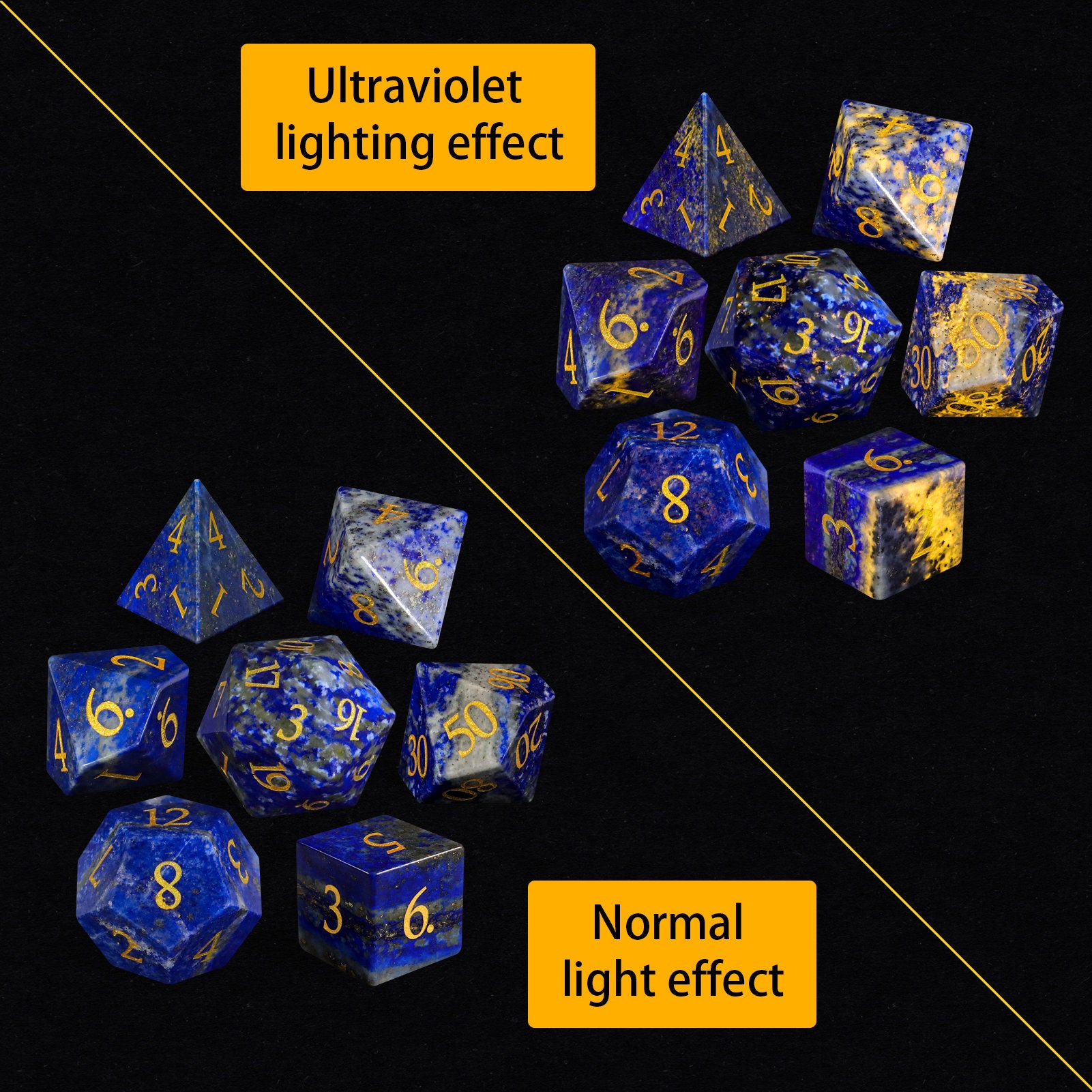 Full Set Natural Lapis Lazuli Dnd Dice Set |gemstone Dice Set| Dungeons ...