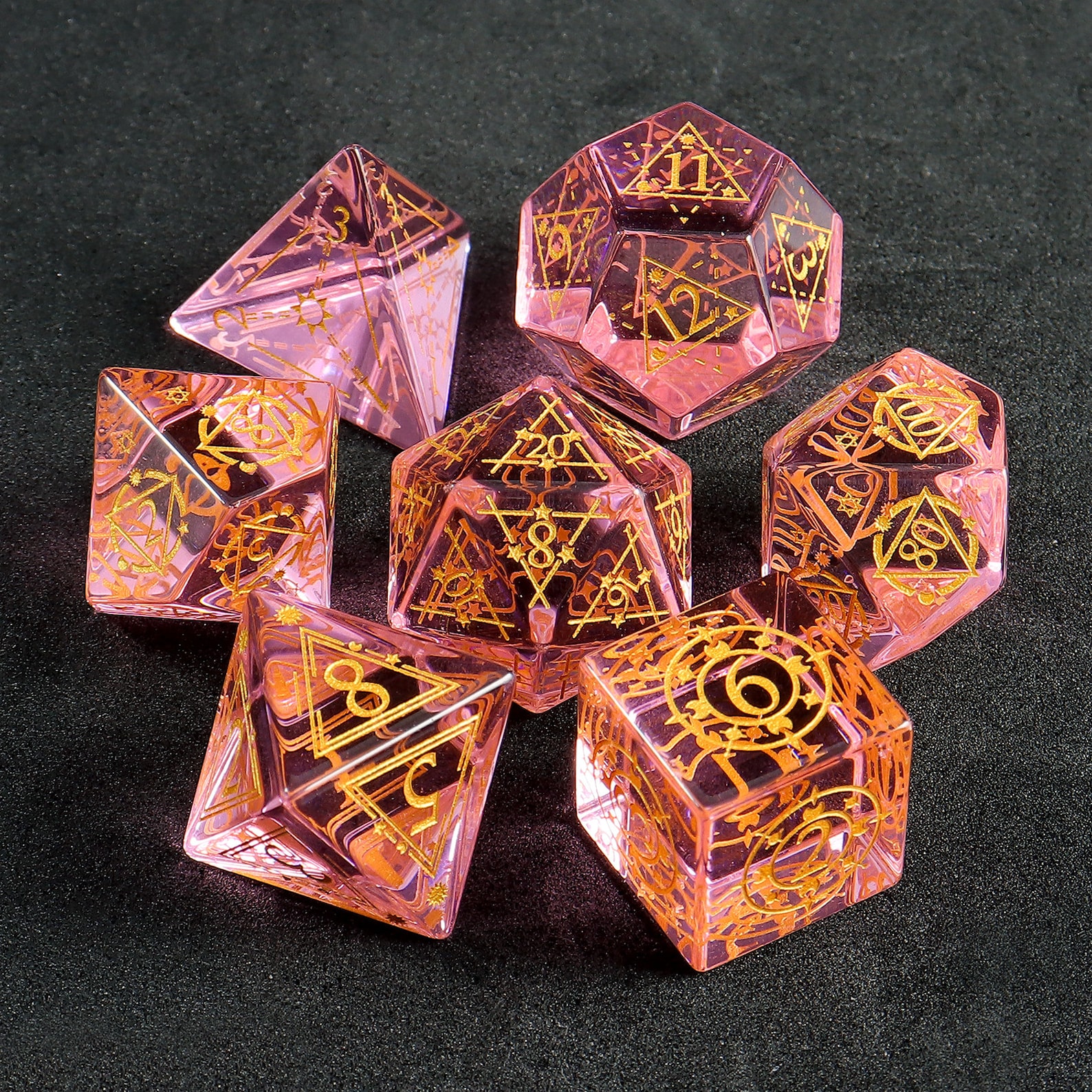 Full Set Star Pink Glass Polyhedral Dnd Dice Set Gemstone Set| Dungeons ...