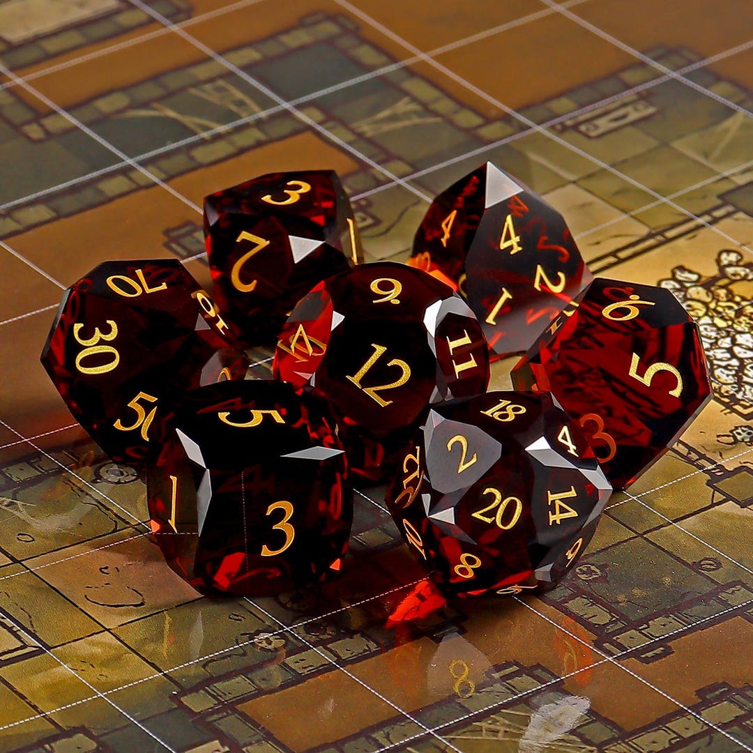 Dnd Dice Set Red Star Faceset Multi-faceted Prism Glass Dice|fantastic ...