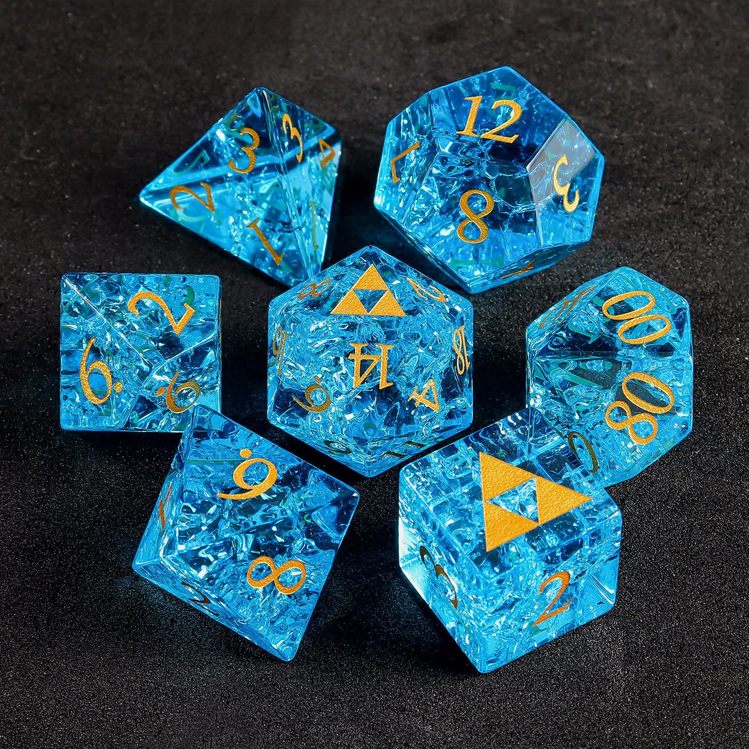 Dnd Dice Set Blast Blue Set -dnd Gift RPG Game Zelda Triforce Style ...