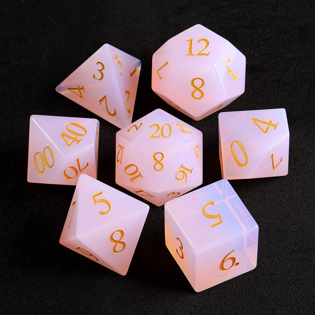 Full Set Pink Opal Dnd Dice Set |gemstone Dnd Dice Set| Dungeons and ...
