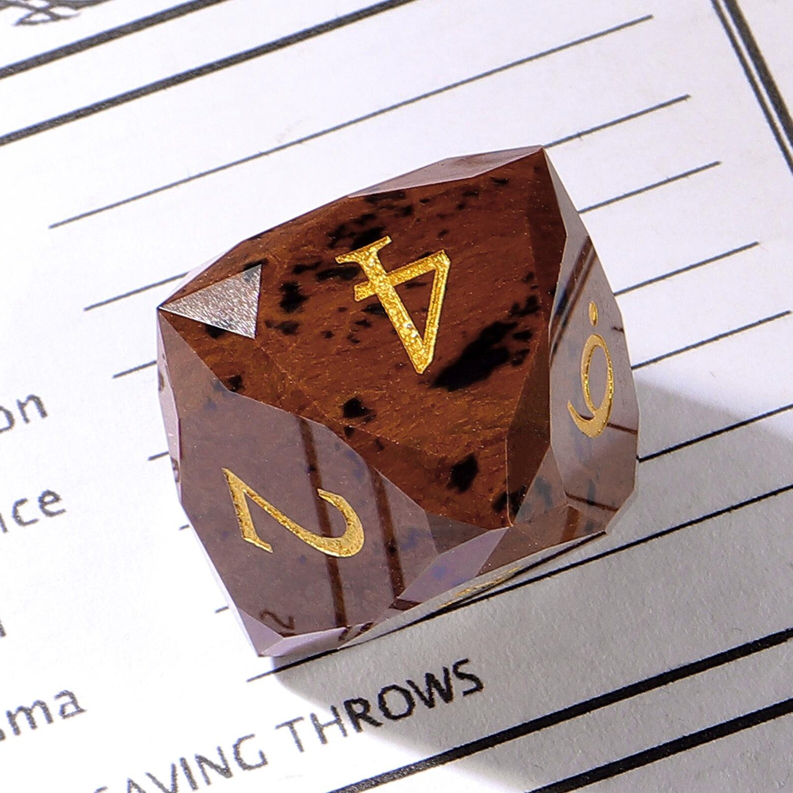 Natural Mahogany Obsidian Set Multi-faceted Dnd Dice Set Hand Polished ...