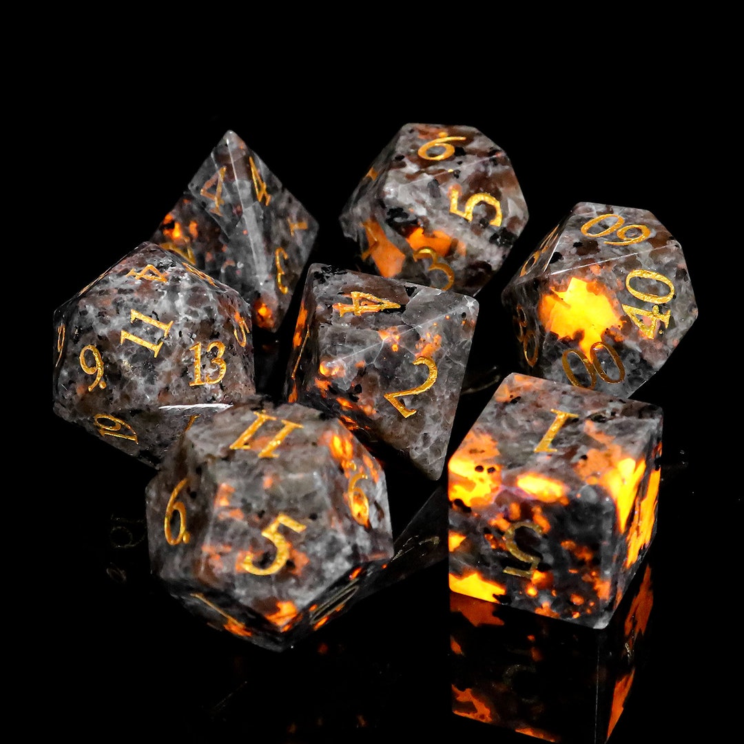 Natural Yooperlite Stone Dice Set| Flame Stone Dice Set | Gemstone Gift ...