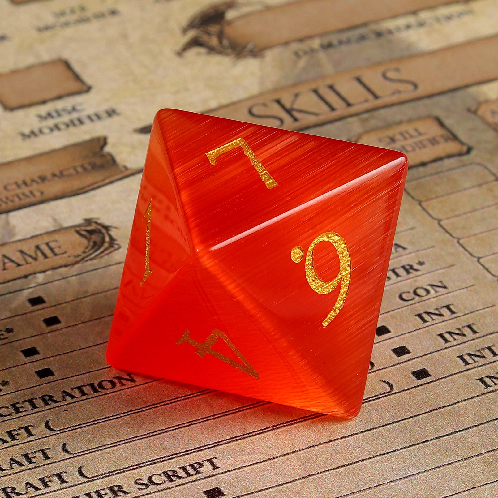 Red Cat's Eyes Dnd Dice Set Gemstone Dnd Dice Set Dungeons and Dragons Tabletop Gaming RPG DND ...