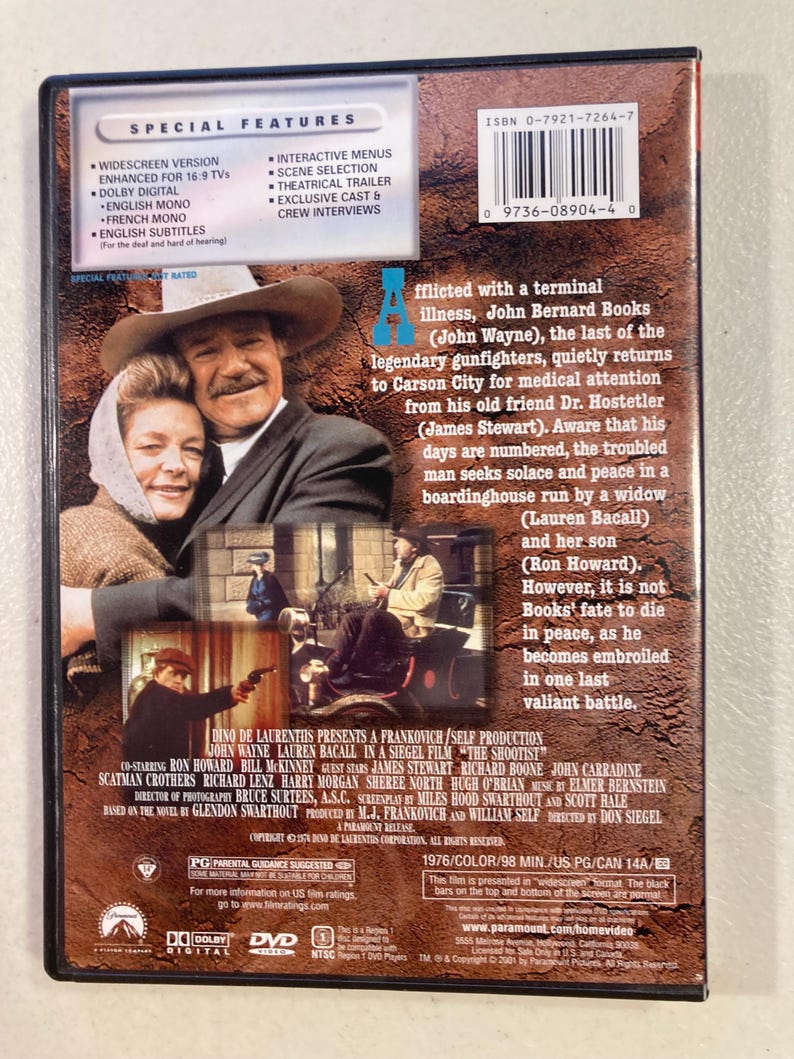 The Shootist DVD (1976) John Wayne, Lauren Bacall - Etsy