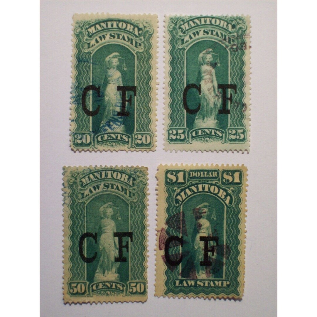1864 Canada, Manitoba Law Stamp, Scott ML8, ML9, ML10, & ML11, C. F ...