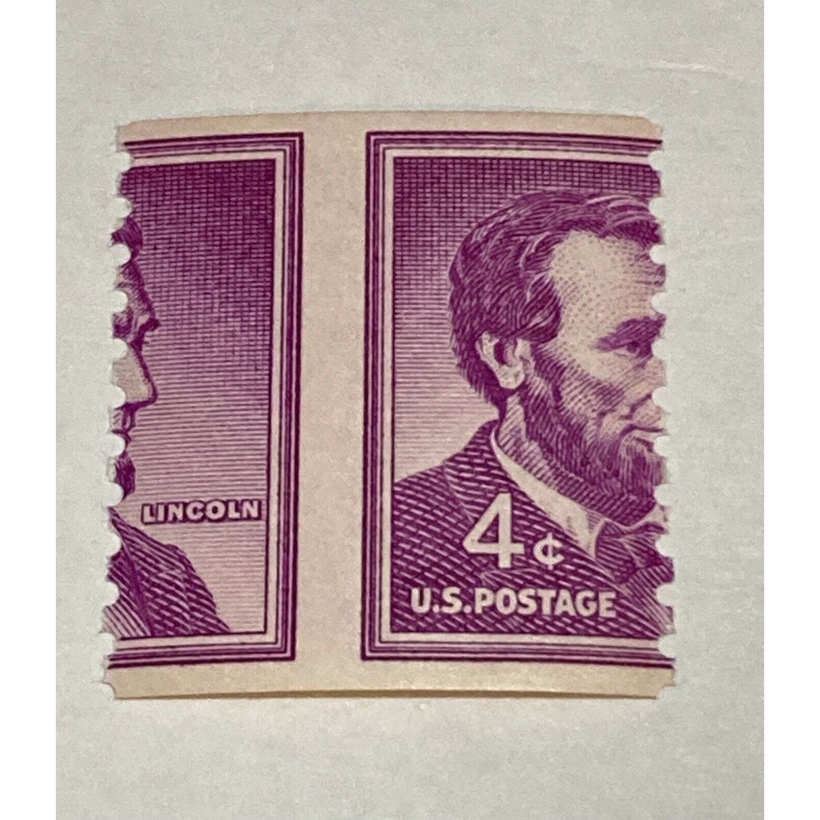1958 US Postage Stamp, Lincoln 4 Cents, Scott 1058 Misperf Error - Etsy