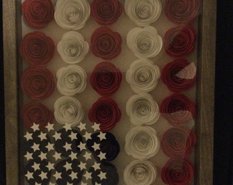 Large American US Flag Shadow Box Embroidered Cotton Modern Flag ...