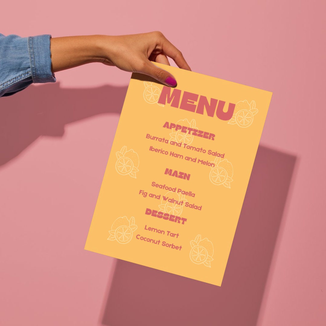 Menu Template Bundle Simple Menu Layouts Dinner Party Menu Card ...