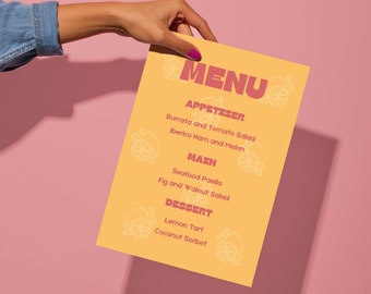Dinner Party Menu Template - Etsy