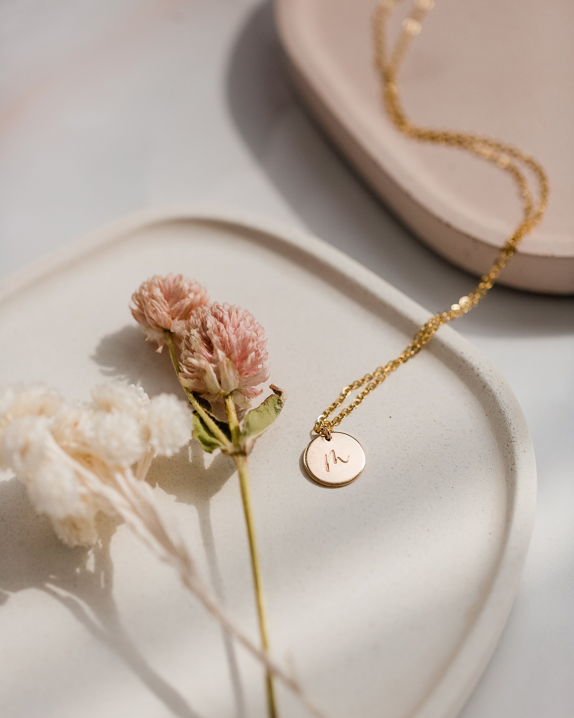 Mira Gold Filled Monogram Initial Disc Necklace, Engraved, Personalized ...