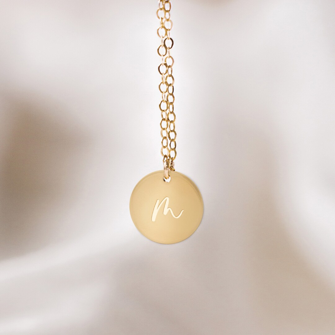 Mira Gold Filled Monogram Initial Disc Necklace, Engraved, Personalized ...