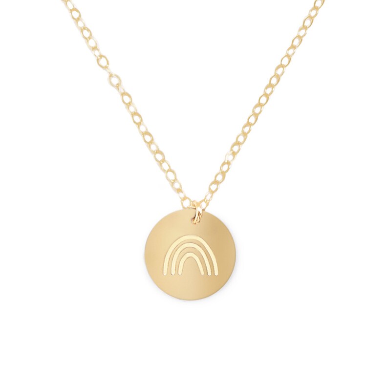 Ria Rainbow Gold Filled Monogram Disc Necklace, Engraved, Personalized ...