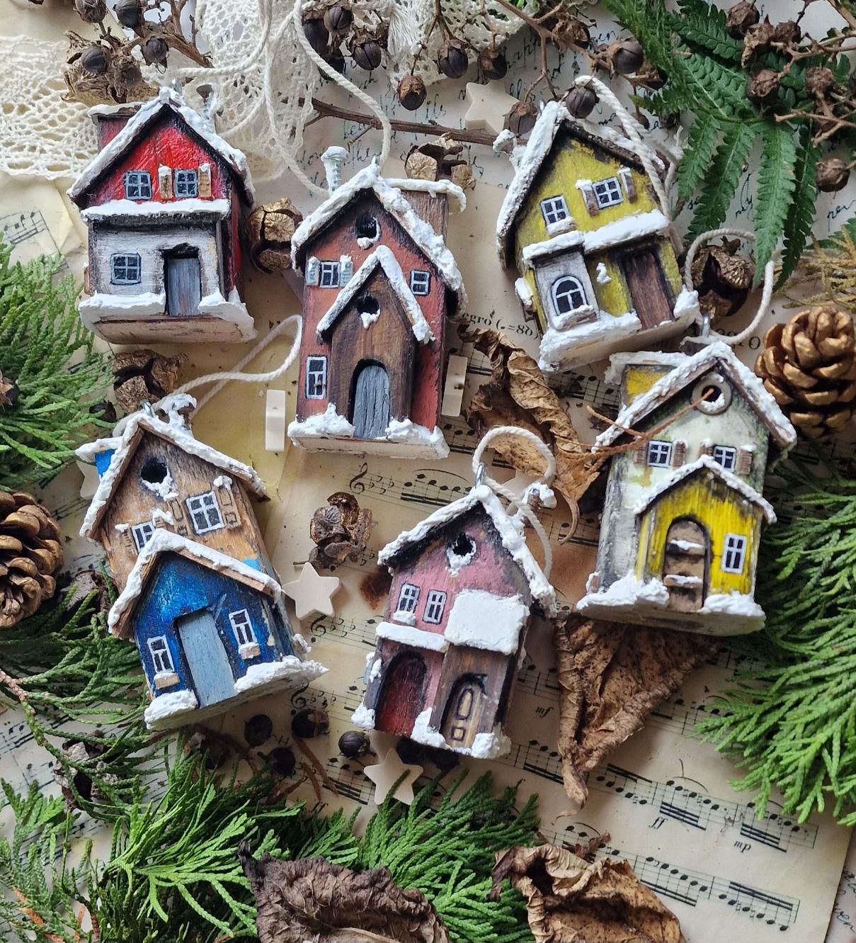 Handmade Wooden Christmas Tree Ornaments – Rustic Holiday Village Decor ...