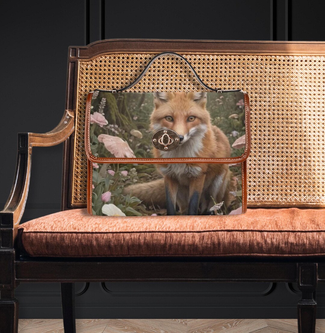 Forest Fox Cottagecore Canvas Satchel Bag, Fox Purse, Top Handle ...