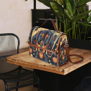 Dachshund Dog Satchel Handbag Purse, Sausage Dog Vegan Leather Shoulder ...