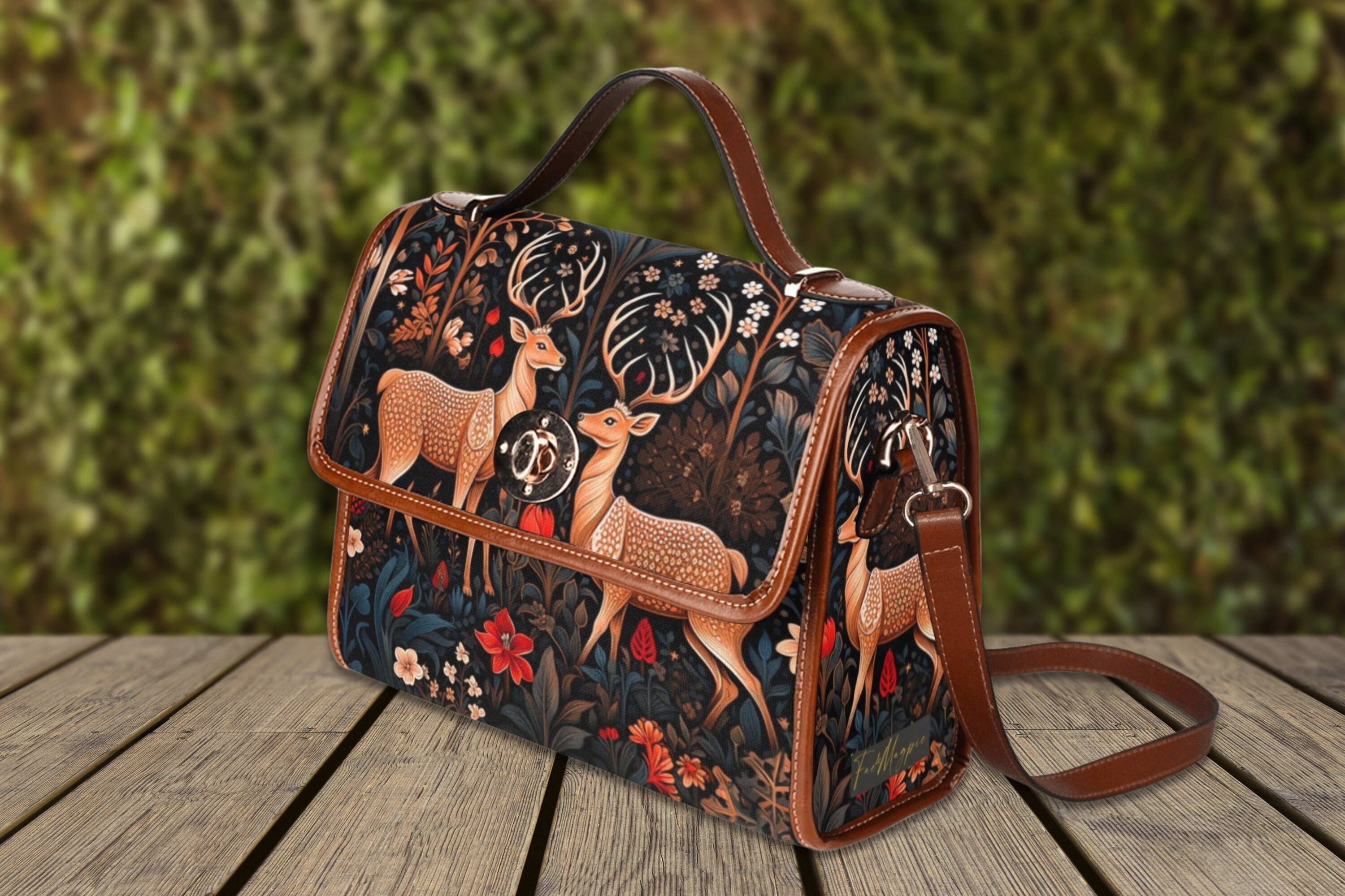 Forest Stag Fairytale Satchel Handbag Purse, Dark Cottagecore Bag ...