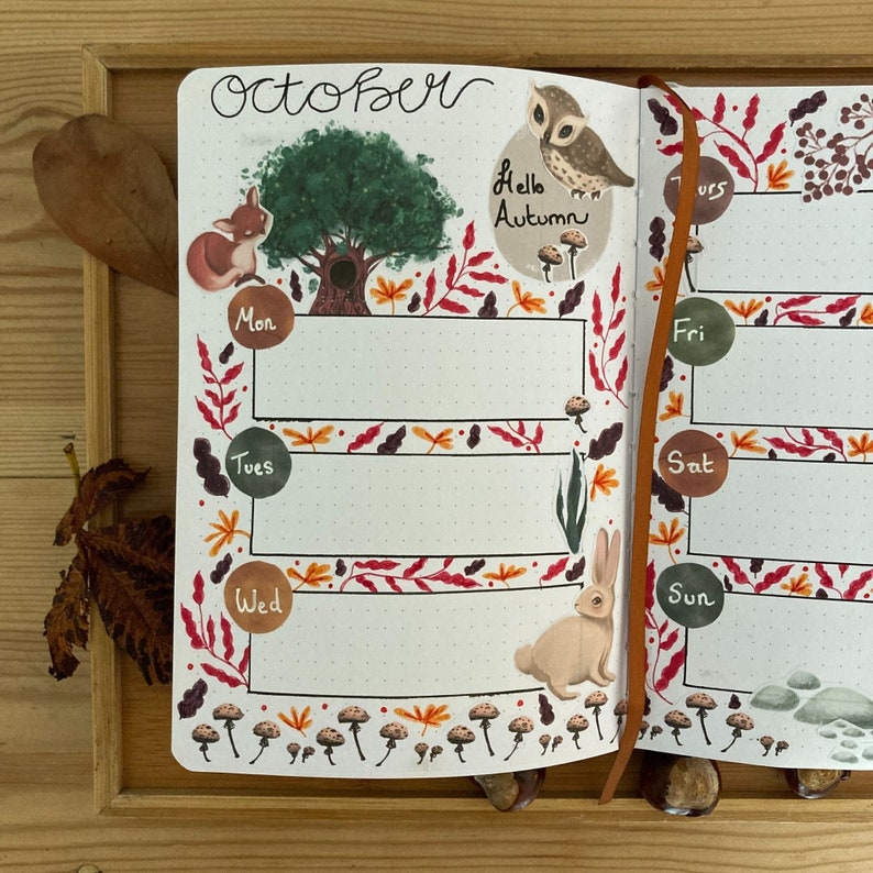 Printable Woodland Sticker Sheets Planner Stickers BUJO - Etsy