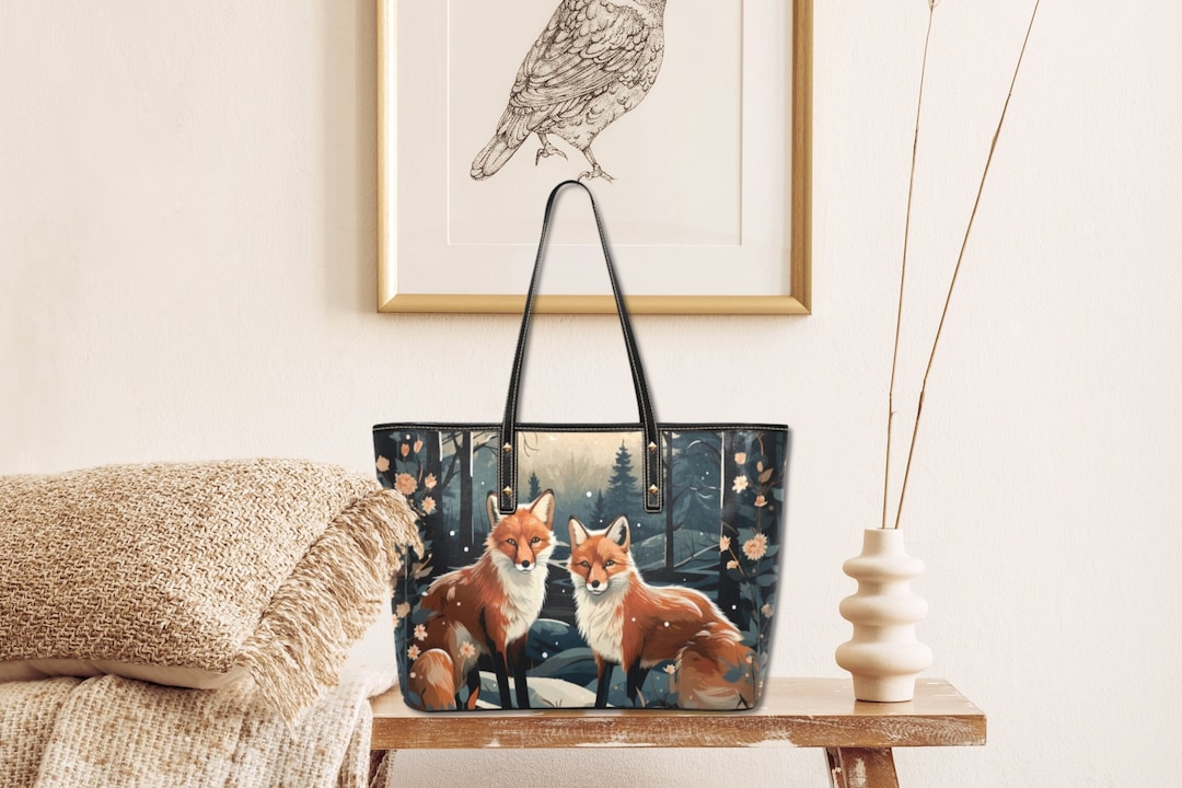 Under Fox Moon Shoulder Bag Purse, Forest Cottagecore Fox, Cute Fox ...