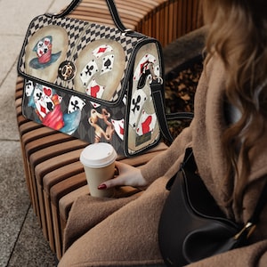 Mad Hatter Retro Canvas Satchel Bag, Alice in Wonderland Purse, Magical ...