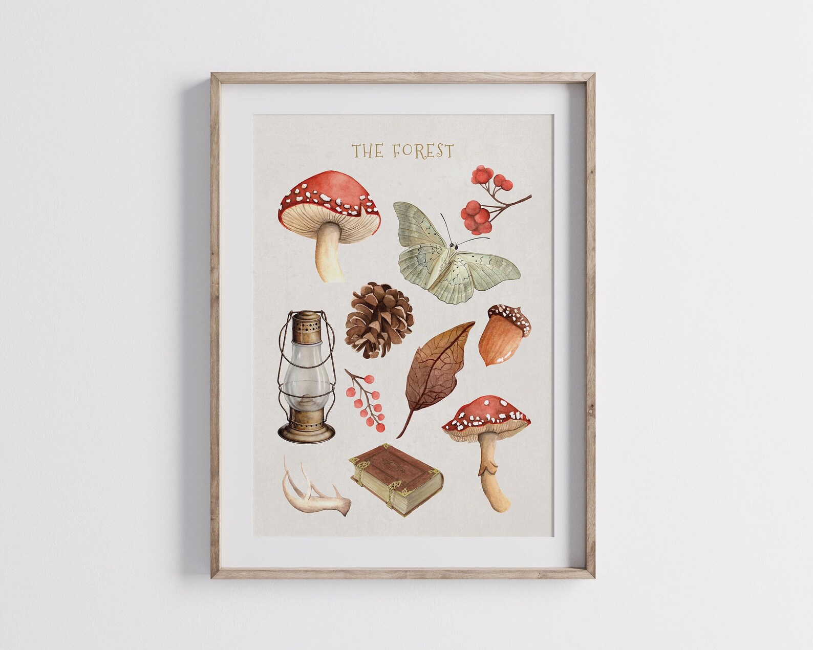 The Forest Neutral Print | Woodland Art Print | Toadstool Woodland ...
