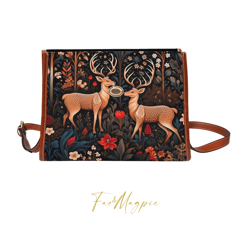 Forest Stag Fairytale Satchel Handbag Purse, Dark Cottagecore Bag ...