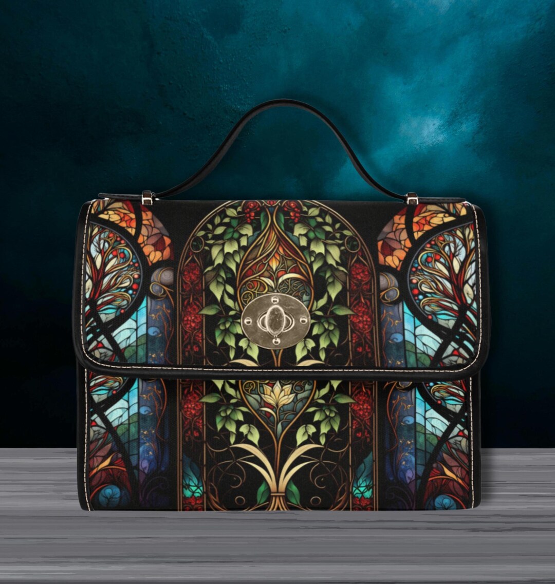Tree of Life Purse Satchel Bag Stained Glass Church Top Handle Shoulder ...