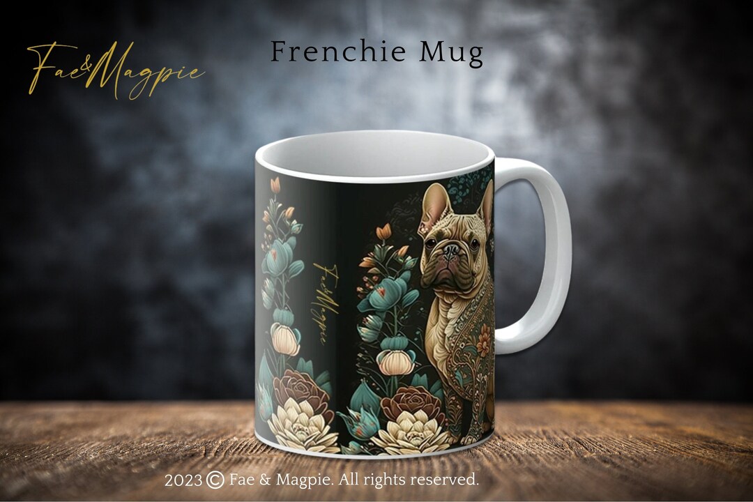 Frenchie Mug, French Bulldog Cup, Dog Lover Gift, Dog Mug, Art Deco ...