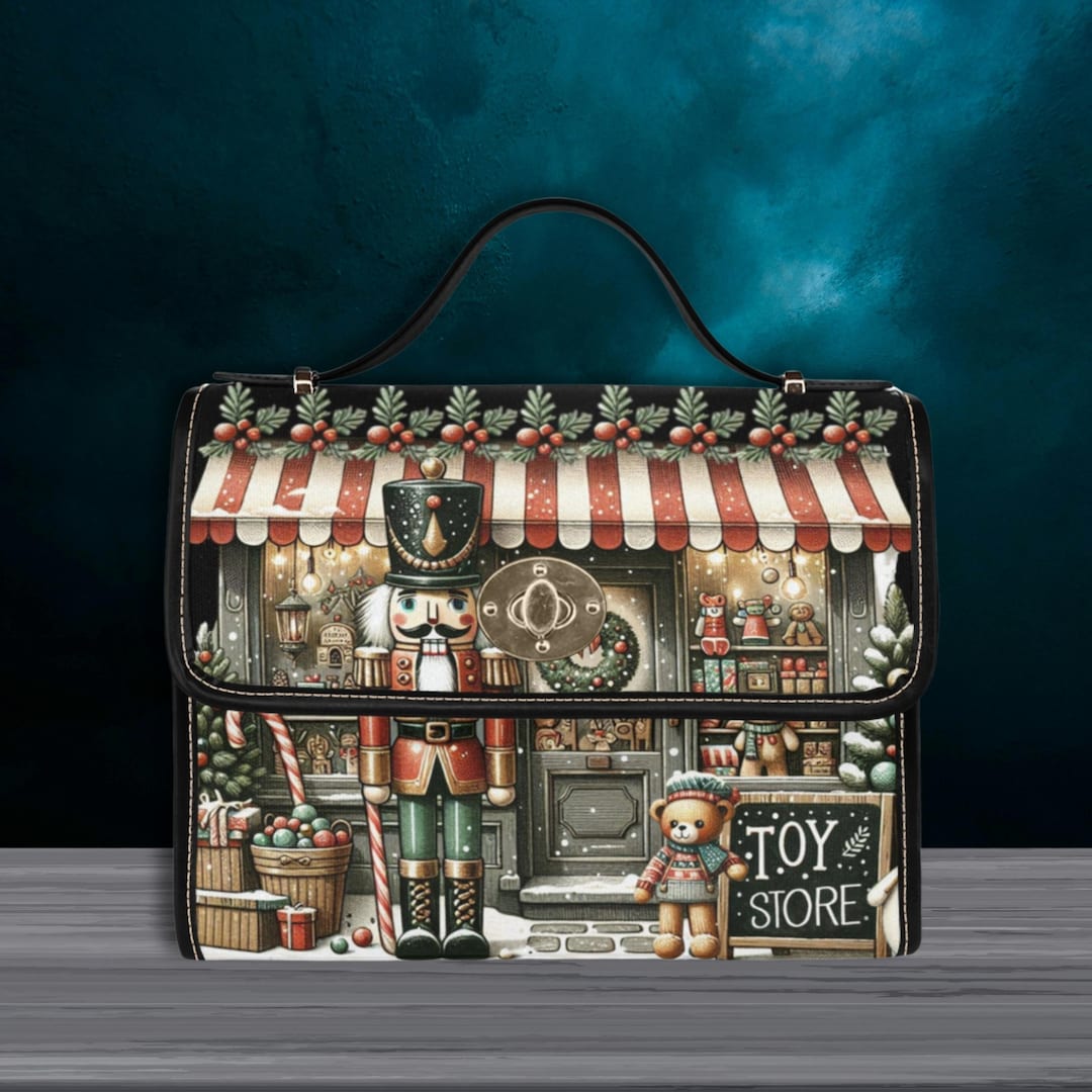 Christmas Shop Satchel Bag, Christmas Bag, Nutcracker Festive Purse ...