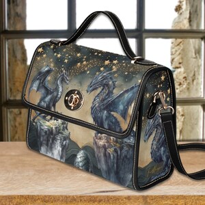 Dragon Purse Fairytale Canvas Satchel Bag, Damsel Fantasy Dragons Purse ...
