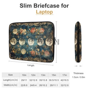 Moon Phase Witchy Laptop Sleeve, Cottagecore Laptop Case iPad Tablet ...