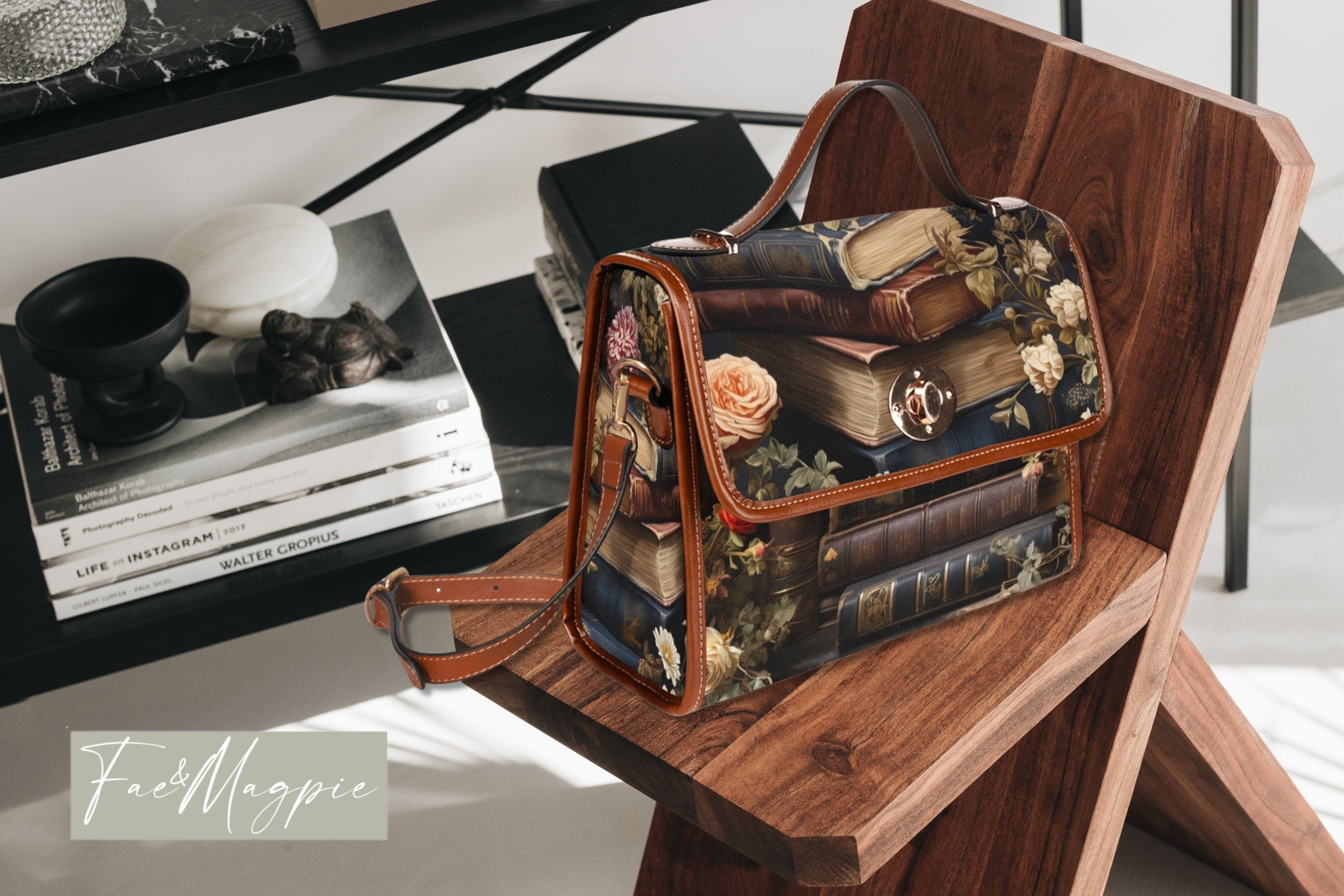 Vintage Books Library Satchel Bag, Academia Handbag, Cottagecore ...