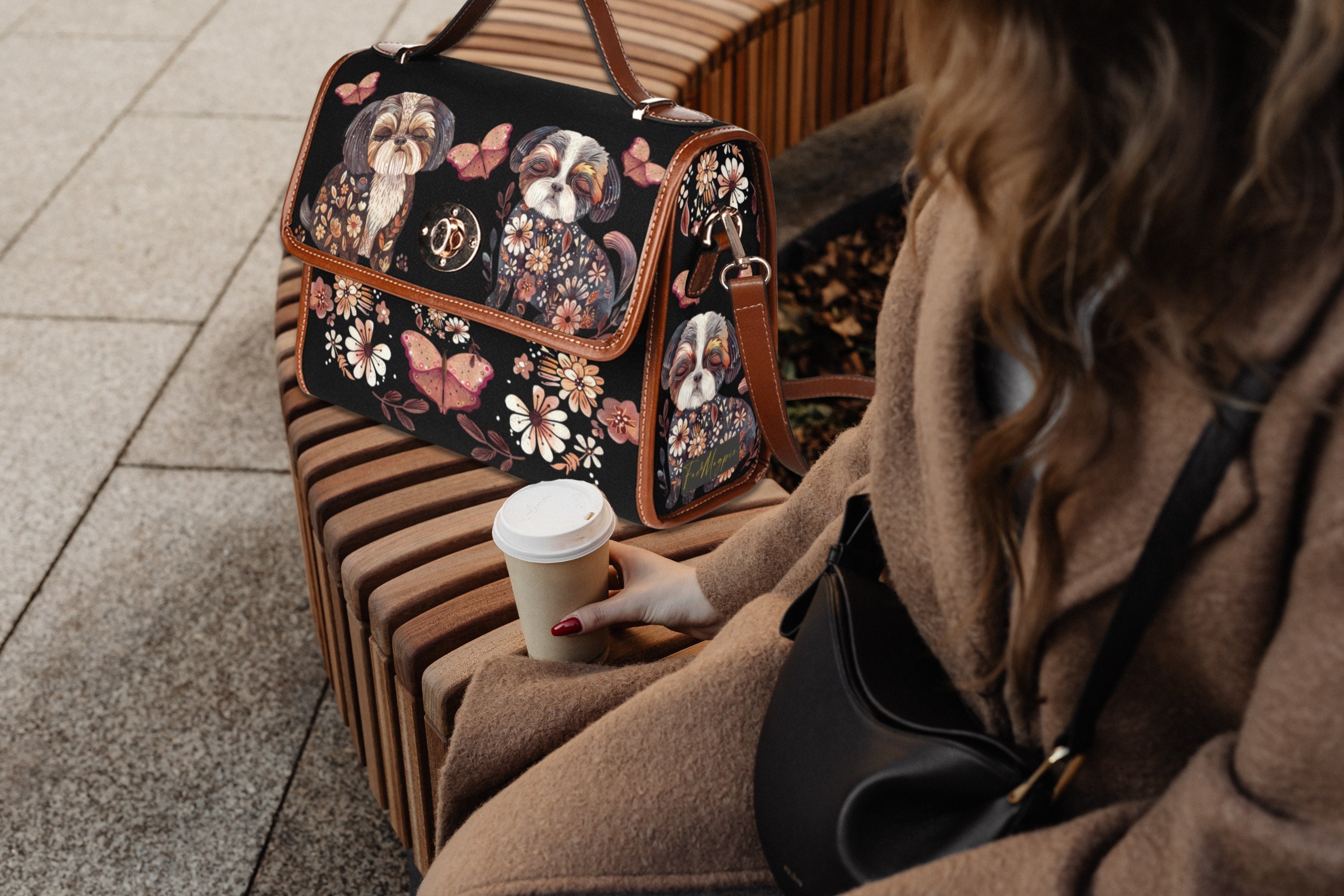 Kawaii Dog Satchel, Folk Print Vegan Leather Shoulder Bag - Etsy