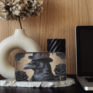 Crow in Top Hat Wallet Purse, Gothic Witchy Clutch Wallet, Victorian ...