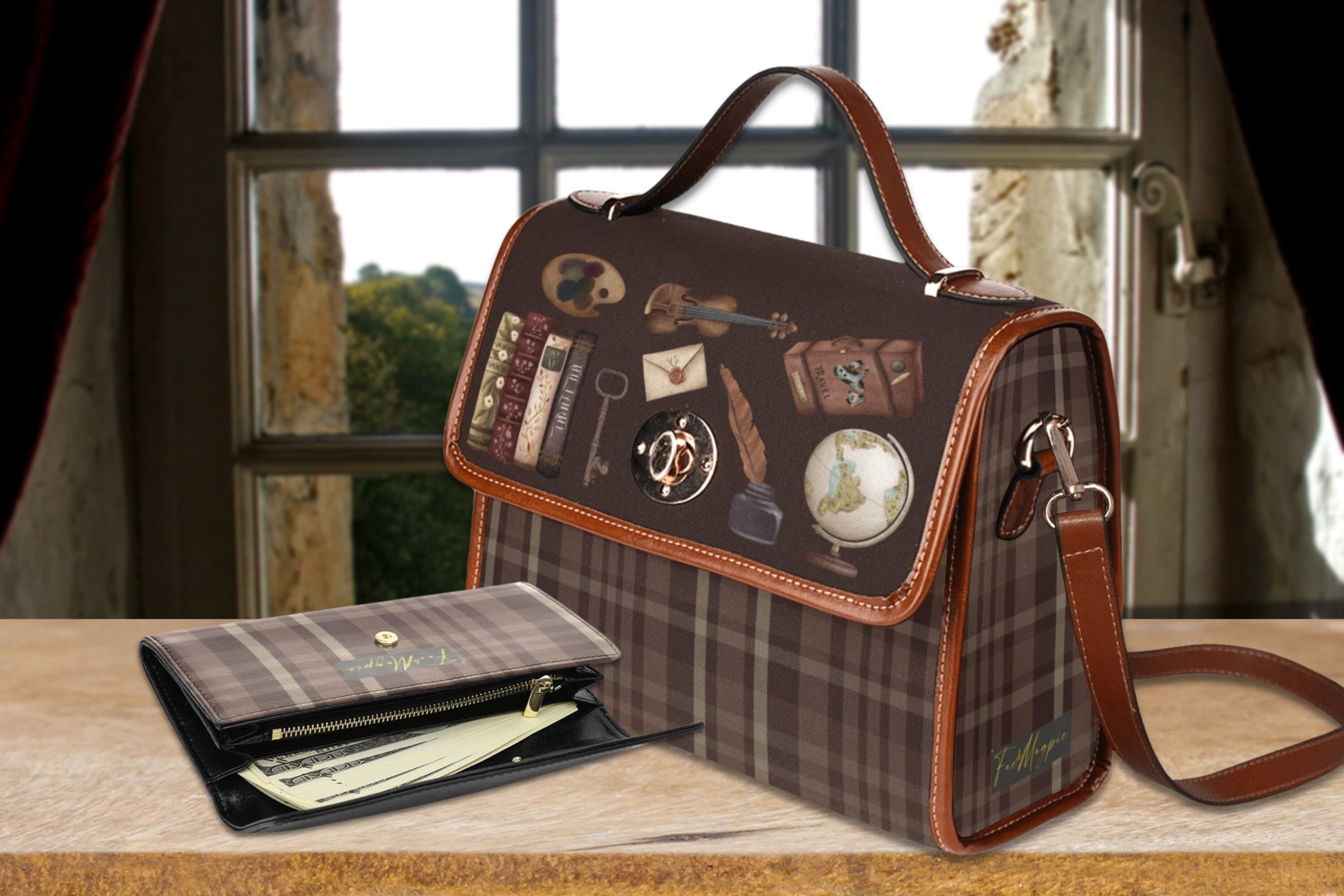 The Academic Retro Canvas Satchel Bag, Dark Academia Bag, Crossed Body ...