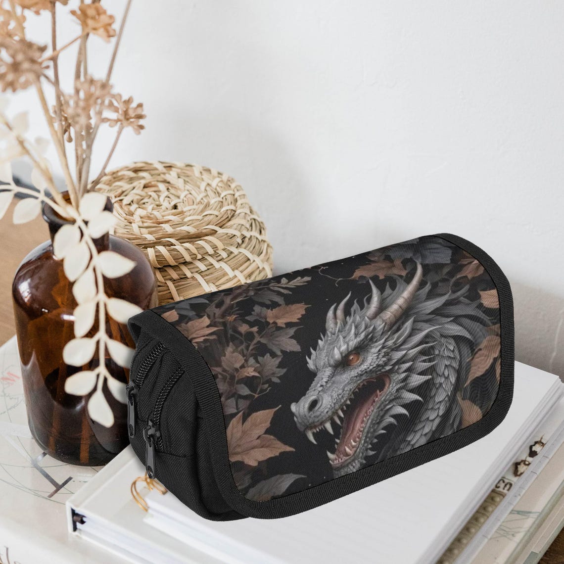 Dark Dragon Pouch Fantasy Fairytale Case, Pen Storage Bag, Black Pen ...
