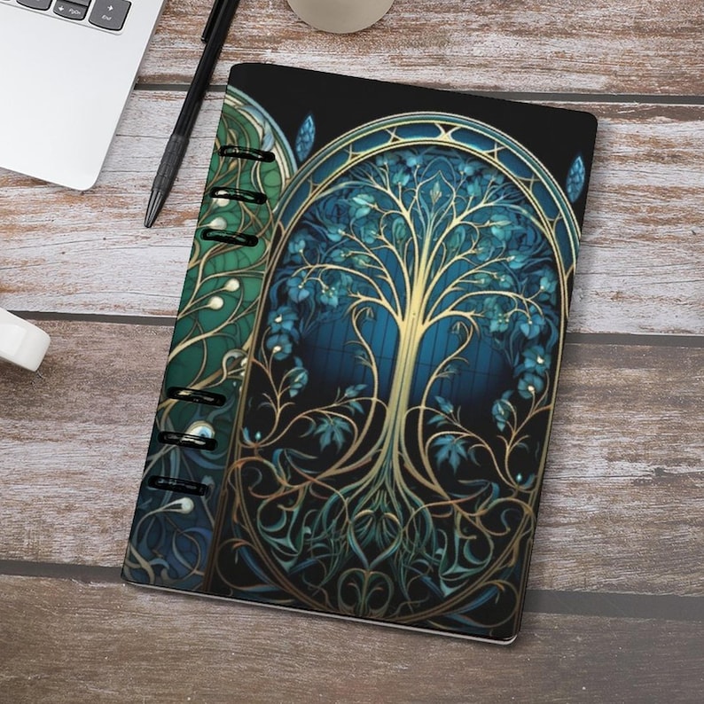 Tree of Life Planner Binder Cover & Insert Pages Stained Glass Ring ...