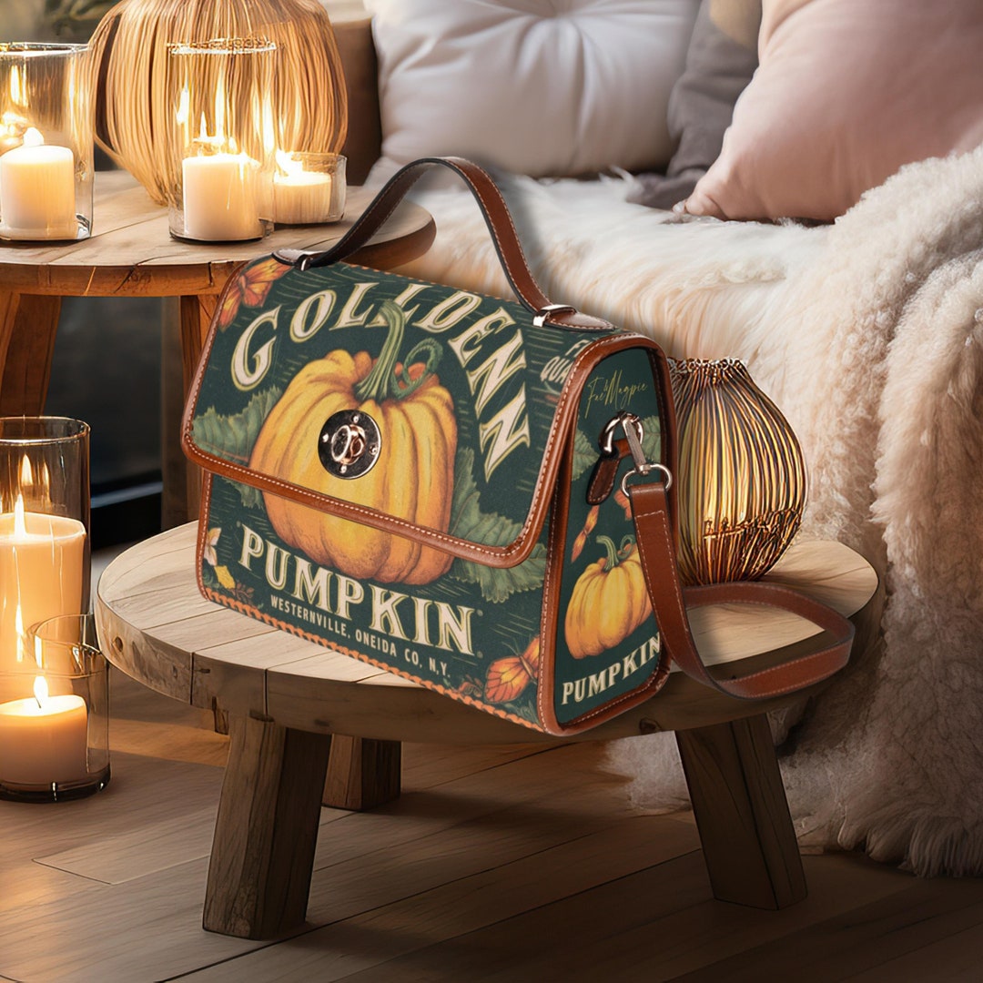 Vintage Pumpkin Fall Canvas Satchel Bag, Halloween Pumpkin Purse ...
